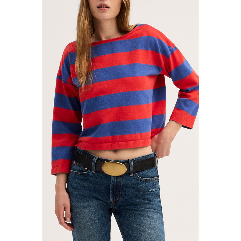 MADEWELL Madewell Rugby Stripe Boat Neck Long Sleeve Cotton T-Shirt